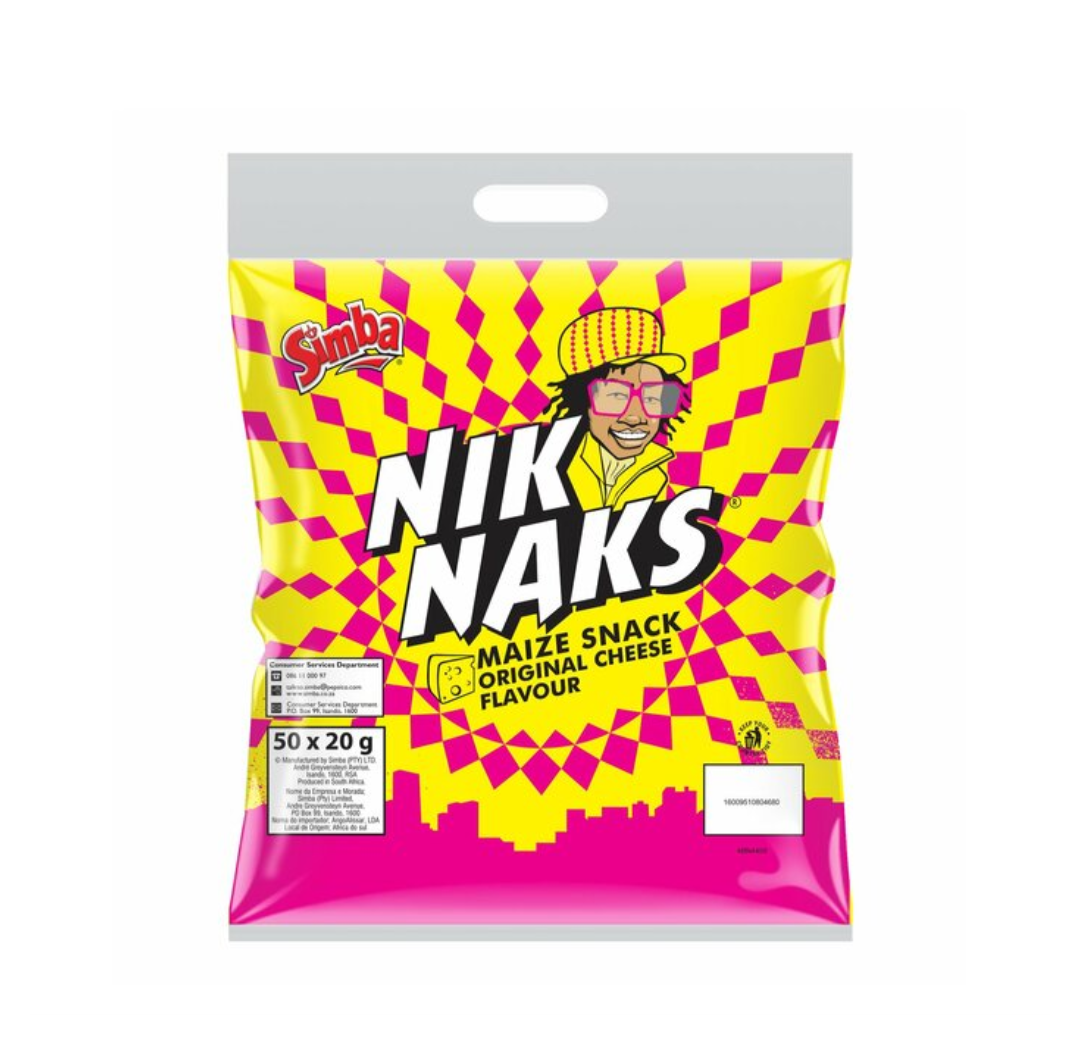 50 x 20 g Nik Naks Original Cheese Flavoured Maize Snack – AirStall